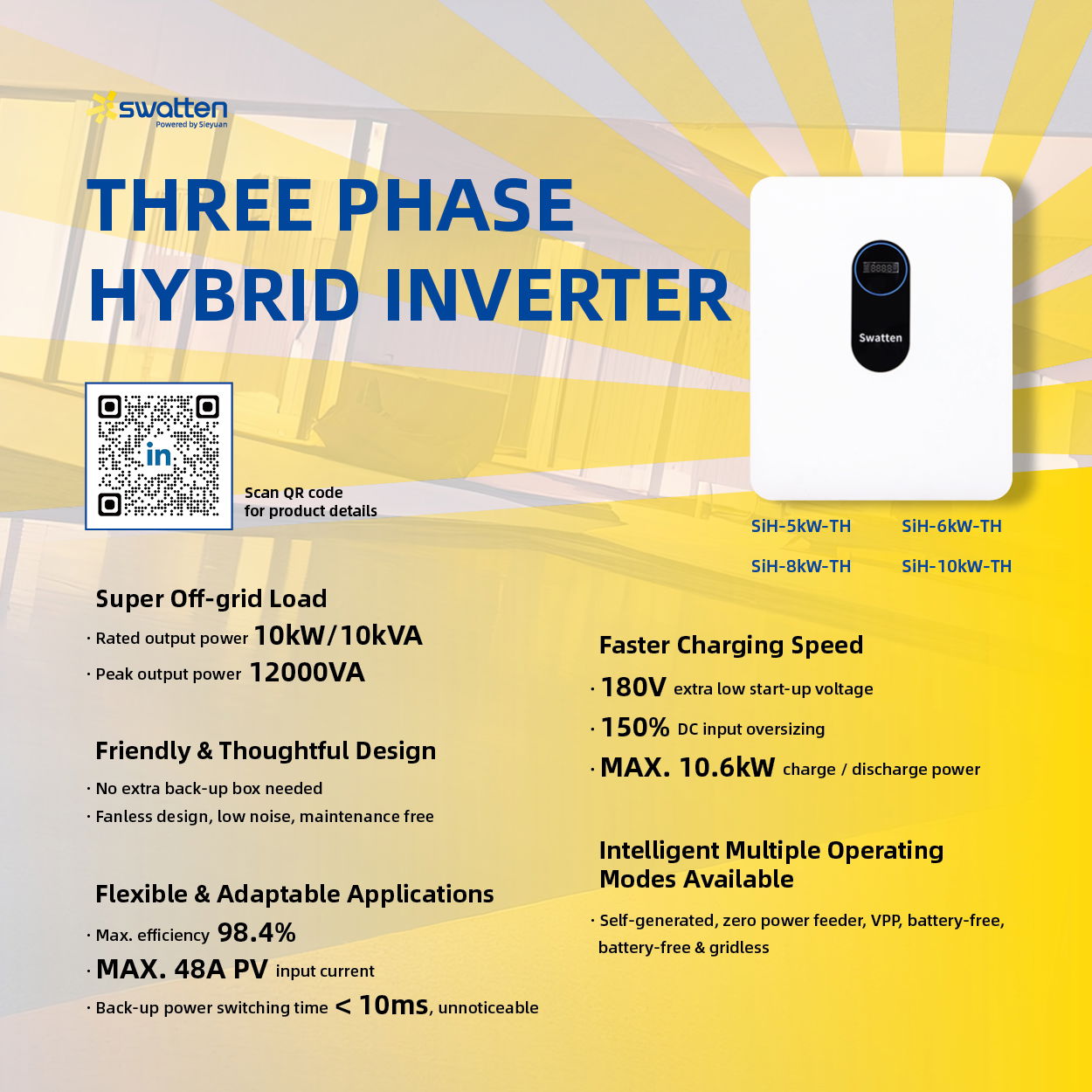 Inteligentny i bezpieczny trójfazowy falownik hybrydowy Swatten ...