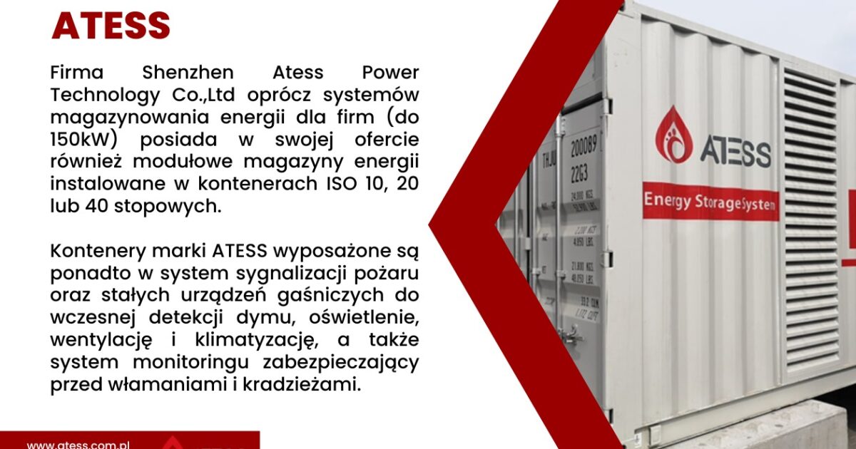 Przemysłowe magazyny energii marki ATESS z certyfikatami NC RfG ...